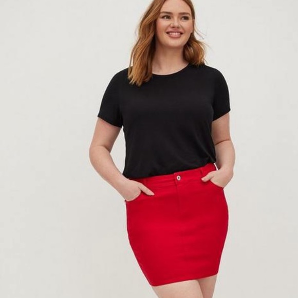 torrid | Skirts | Torrid Red Denim Skirt | Poshmark